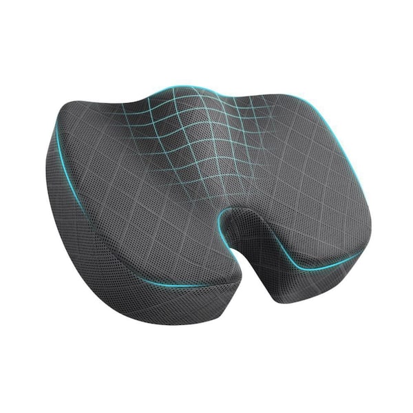 Gray Memory Foam Seat Cushion with Non-Slip Bottom for Office Chair ...