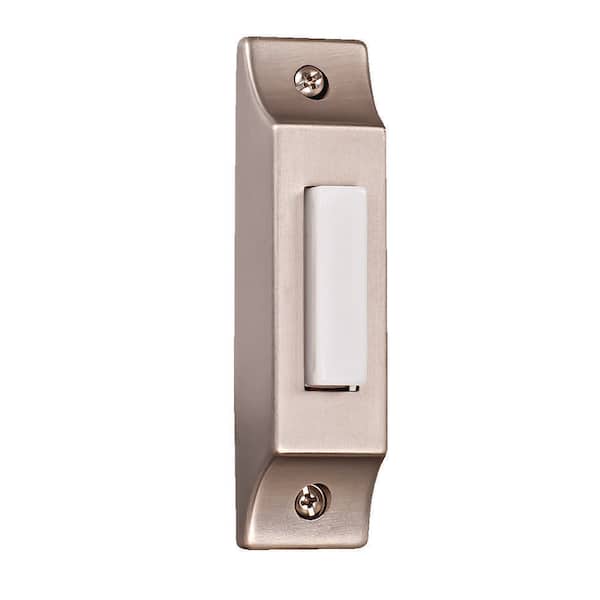 CRAFTMADE Wired Surface Mount Pewter Finish Doorbell Push Button with Illuminated LED Chime ...