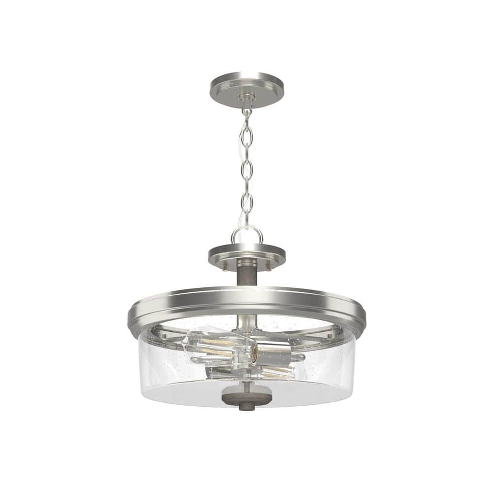 Hunter River Mill 15 in. 2-Light Brushed Nickel Semi-Flush Mount 19487 ...