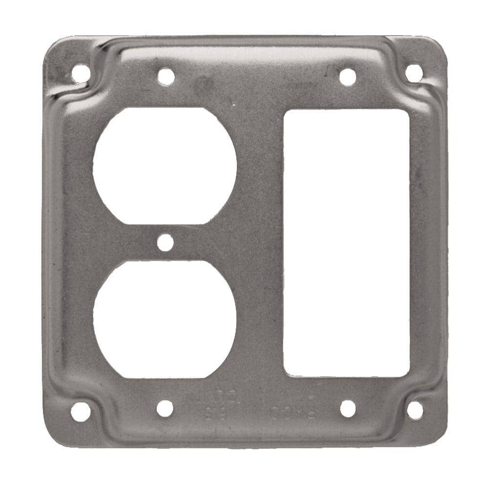 RACO 4 in. Square Exposed Work Cover for 1-Duplex Receptacle and 1-GFCI ...