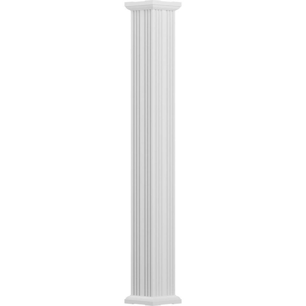 AFCO 10 in. x 10 ft. Textured White Non-Tapered Fluted Square Shaft ...