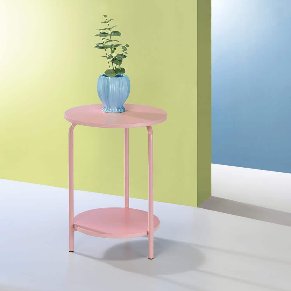 OSP Home Furnishings Elgin 15.75 in. Metal Accent Table in Pink ELG-261 ...