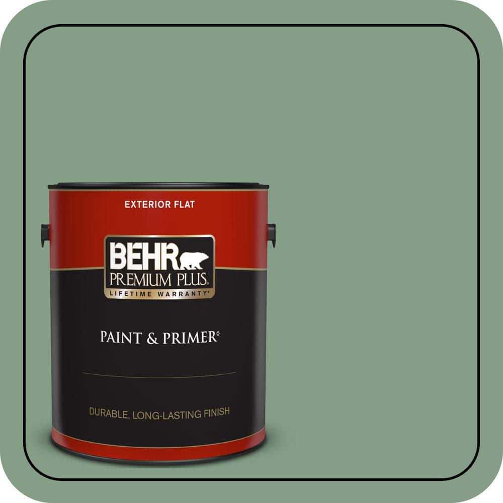 BEHR PREMIUM PLUS 1 gal. #S410-5 Track Green Flat Exterior Paint ...