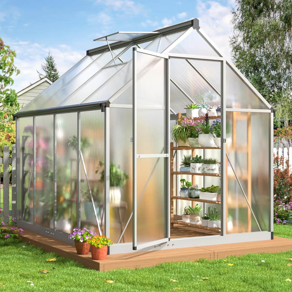 VIWAT 6 ft. W x 7 ft. D Greenhouse for Outdoors, Polycarbonate ...