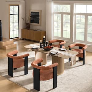 JAYDEN CREATION Emanuele Modern Ivory Boucle Dining Chair with Solid ...