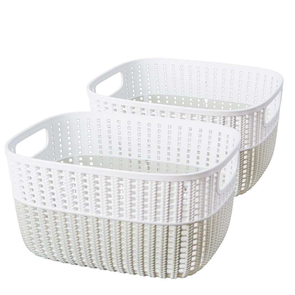 Simplify 6 in. H x 9 in. W x 11 in. D Gray Plastic Cube Storage Bin 2 ...