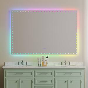UPIKER 55 in. W x 30 in. H Rectangular Frameless LED Anti Fog Backlit ...