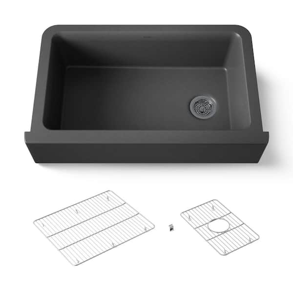 KOHLER Cairn 28.63 in. Undermount Single Bowl Matte Graphite Granite ...
