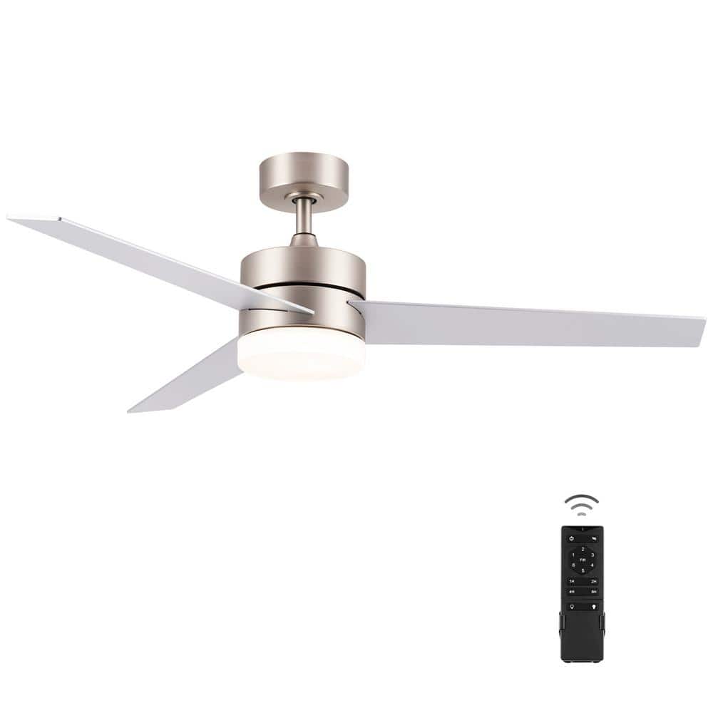 Merra 52 in. LED Indoor Nickel Smart Ceiling Fan with Light Kit and ...