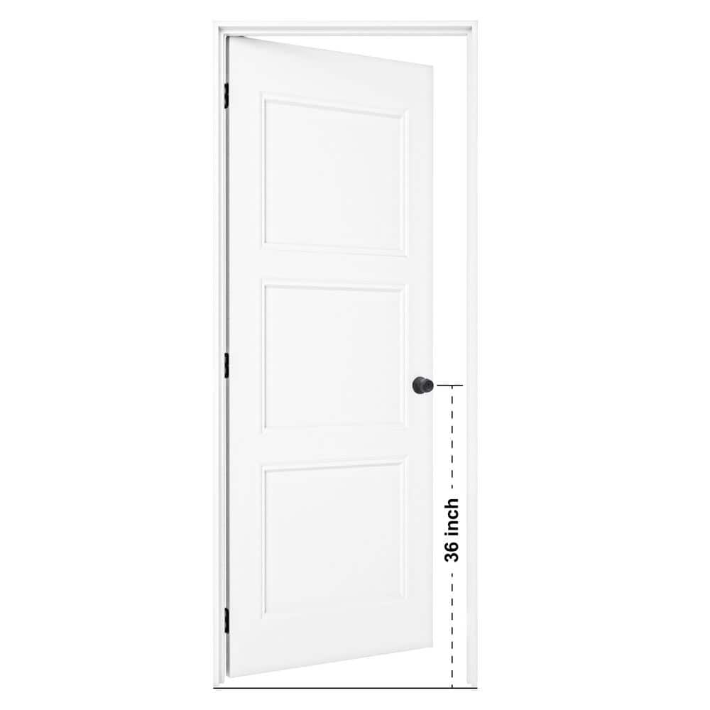EH PUERTA 30 in. x 80 in. 3-Panel Left-Handed Painted Solid Core Wood ...