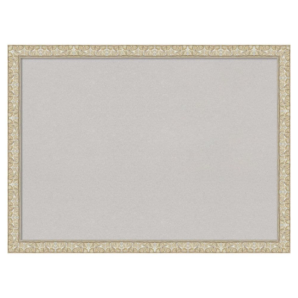 Amanti Art Lila Silver 30 in. x 22 in., Wood Framed Grey Cork Memo ...