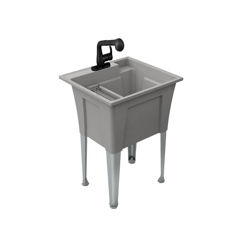 RUGGED TUB All in One 24 in. Freestanding Laundry/Utility Sink Granite ...