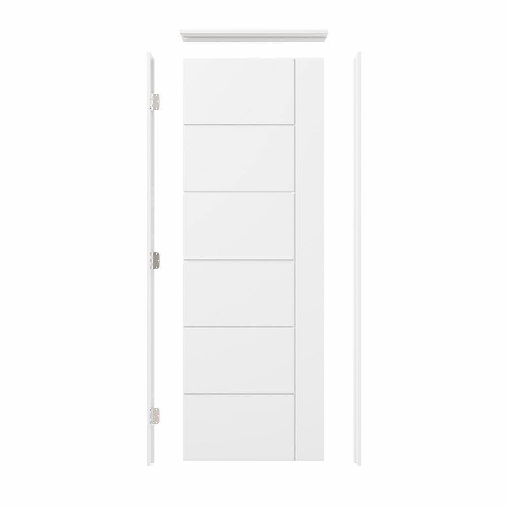 ARK DESIGN 28 in. x 80 in. 6-Panel Right-Handed Painted Solid Core Wood ...