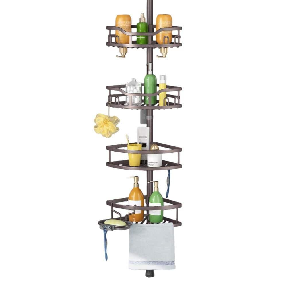 Numhew 4-Tier Adjustable Corner Shower Caddy for Bathroom Organizer ...