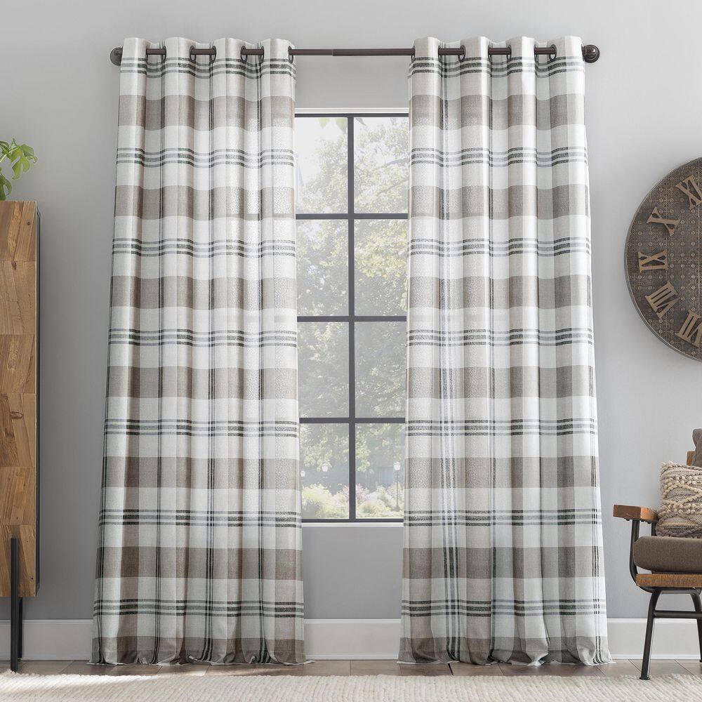 SCOTT LIVING Harrison Plaid Print Light 50 in. W x 96 in. L Filtering ...