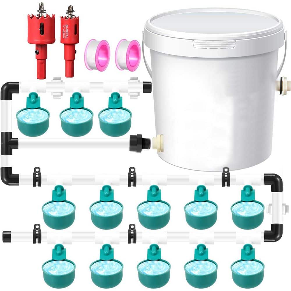 N/A Automatic Chicken Waterer System 59 Pcs with Valve Controlled ...