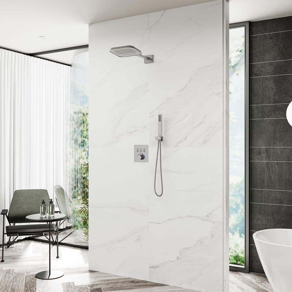 matrix decor 2-Spray Patterns 9.92 in. Wall Mount Dual Shower Heads in ...