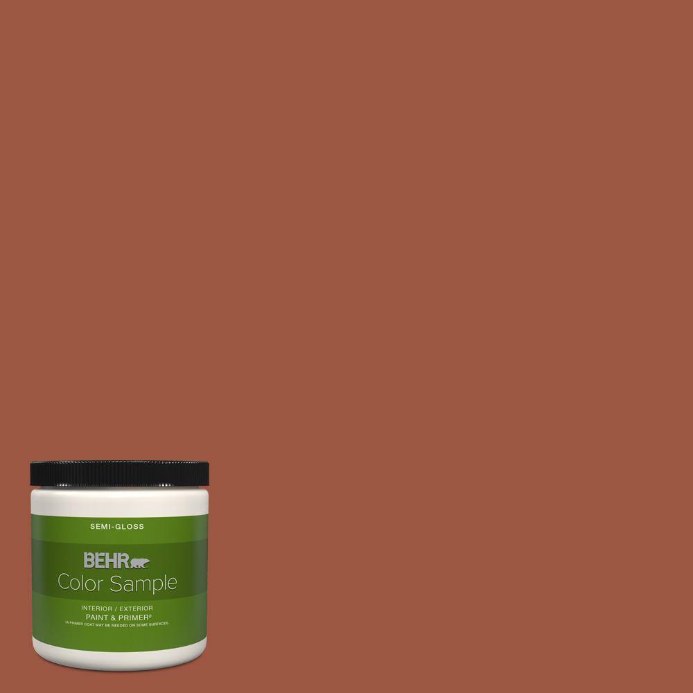 BEHR PREMIUM PLUS 8 oz. #210D-7 Firebrick Semi-Gloss Interior/Exterior ...