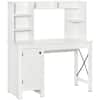 HOMCOM Farmhouse 19.75 in. White Wooden Computer Desk with Hutch and ...