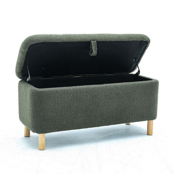 Green Upholstered Storage Ottoman and Entryway Dining Bench, Dining ...