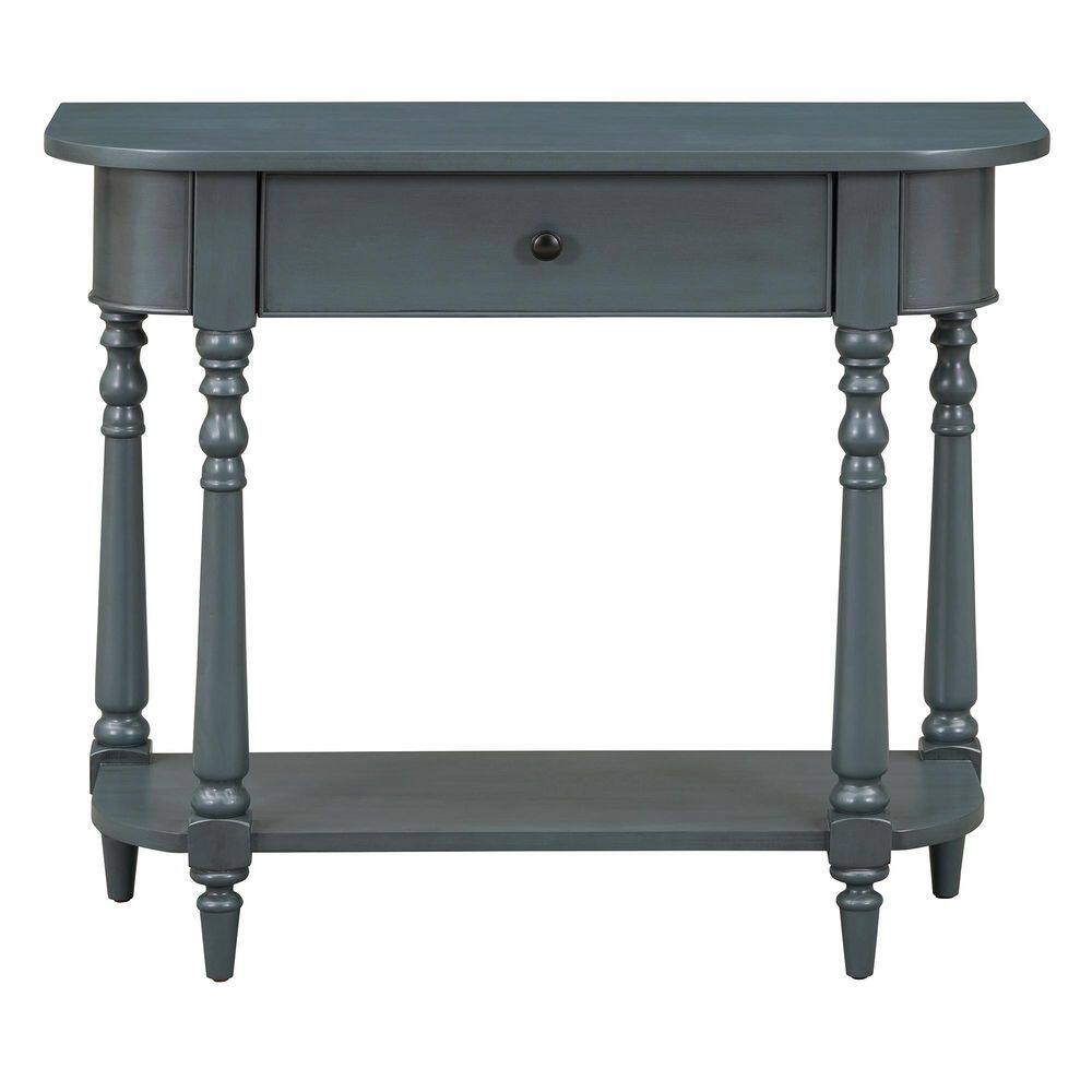 CSC DECOR INC 36 in. Navy Blue Rectangle Solid Wood Narrow Console ...