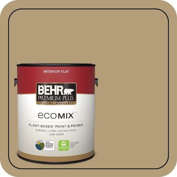 BEHR PREMIUM PLUS 1 gal. #S320-5 Ginger Tea Flat EcoMix Plant-Based ...