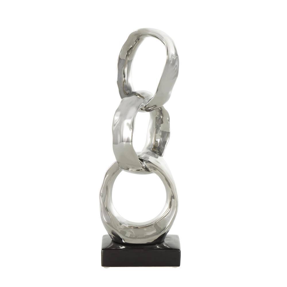 Litton Lane Silver Ceramic Interlocked Rings Abstract Sculpture with ...