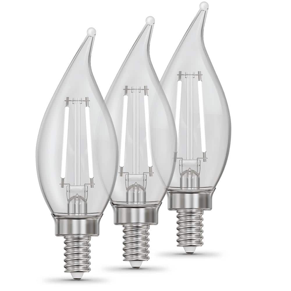 Feit Electric 60W Equivalent BA11 E12 Candelabra Switch to Dim White Filament Clear Chandelier ...