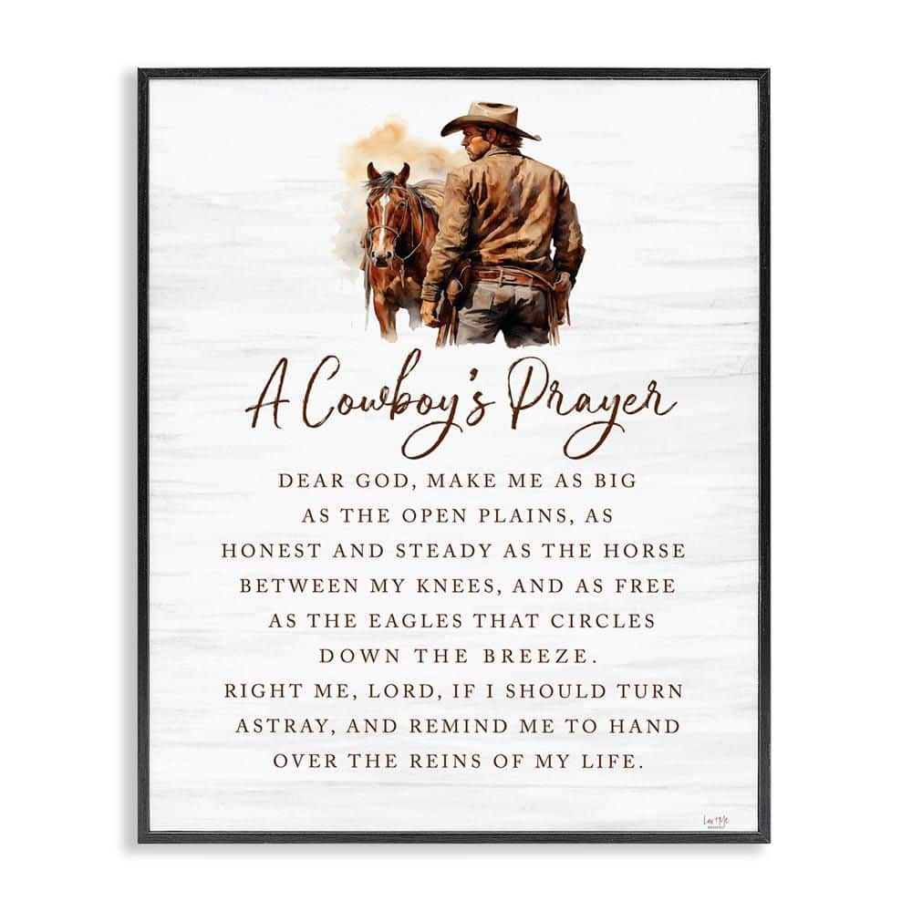 Stupell Industries Heartfelt Cowboy's Prayer by Lux + Me Designs Black ...