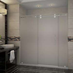 Aston Langham 56 in. to 60 in. x 75 in. Completely Frameless Sliding Shower Door with Frosted ...
