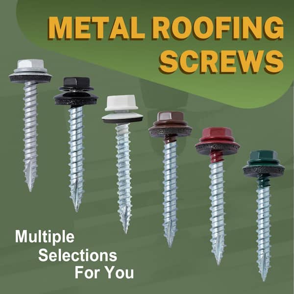 Angel Sar Metal Roofing Screws, 300-Piece #10 x 1 in. Zinc Plated Hex ...