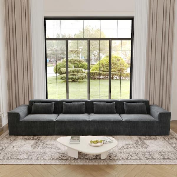 Magic Home 149.6 in. Square Arm Corduroy Fabric Overside Rectangle ...