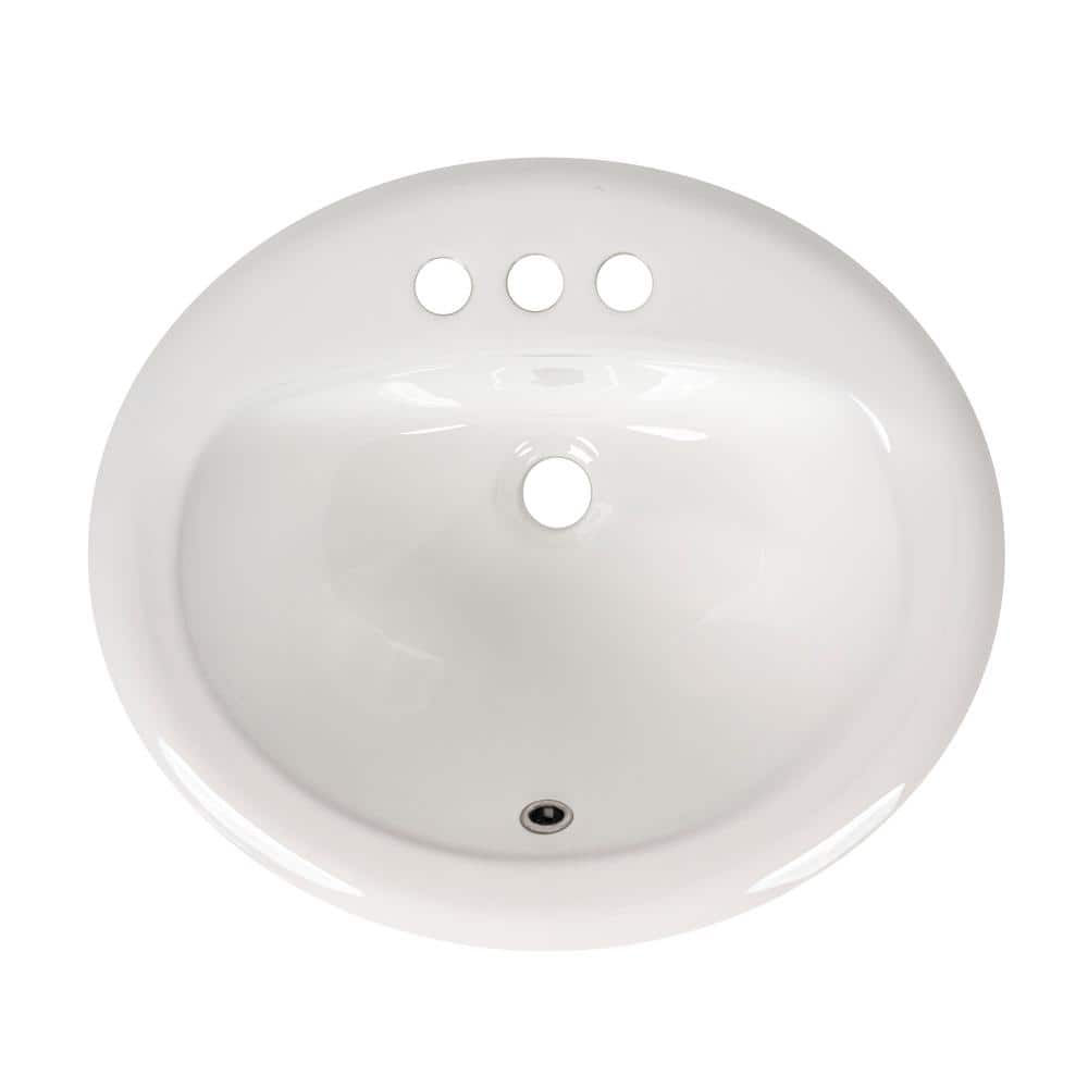 MSI 21 in. Overmount Oval Porcelain Sink with Overflow Drain in White ...
