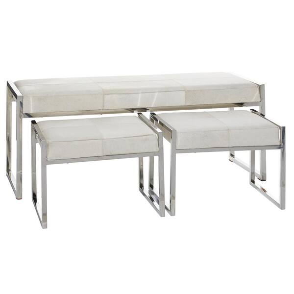 Litton Lane White Glam Bench 21 in. x 48 in. x 18 in. 95949 - The Home ...