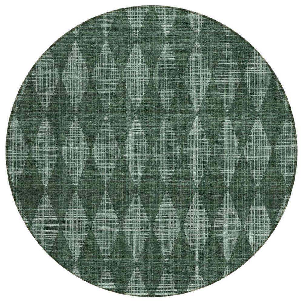 HomeRoots Olive Green, Charcoal 8 Round ft. Woven Geometric Polyester ...