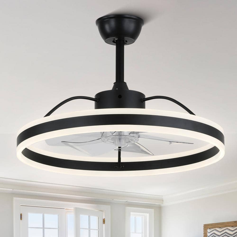 Oaks Aura Cotti 24 in. Indoor Black Modern Smart Ceiling Fan with ...