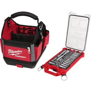 Milwaukee 3/8 in. Drive SAE Ratchet and Socket Mechanics Tool Set with Packout Case (28-Piece ...
