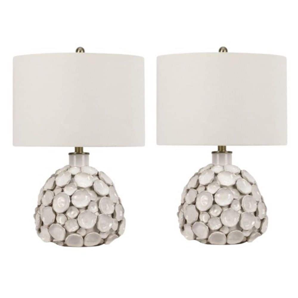 Fangio Lighting Pair of 22 in. Reactive White Coral Reef Shell Ceramic ...