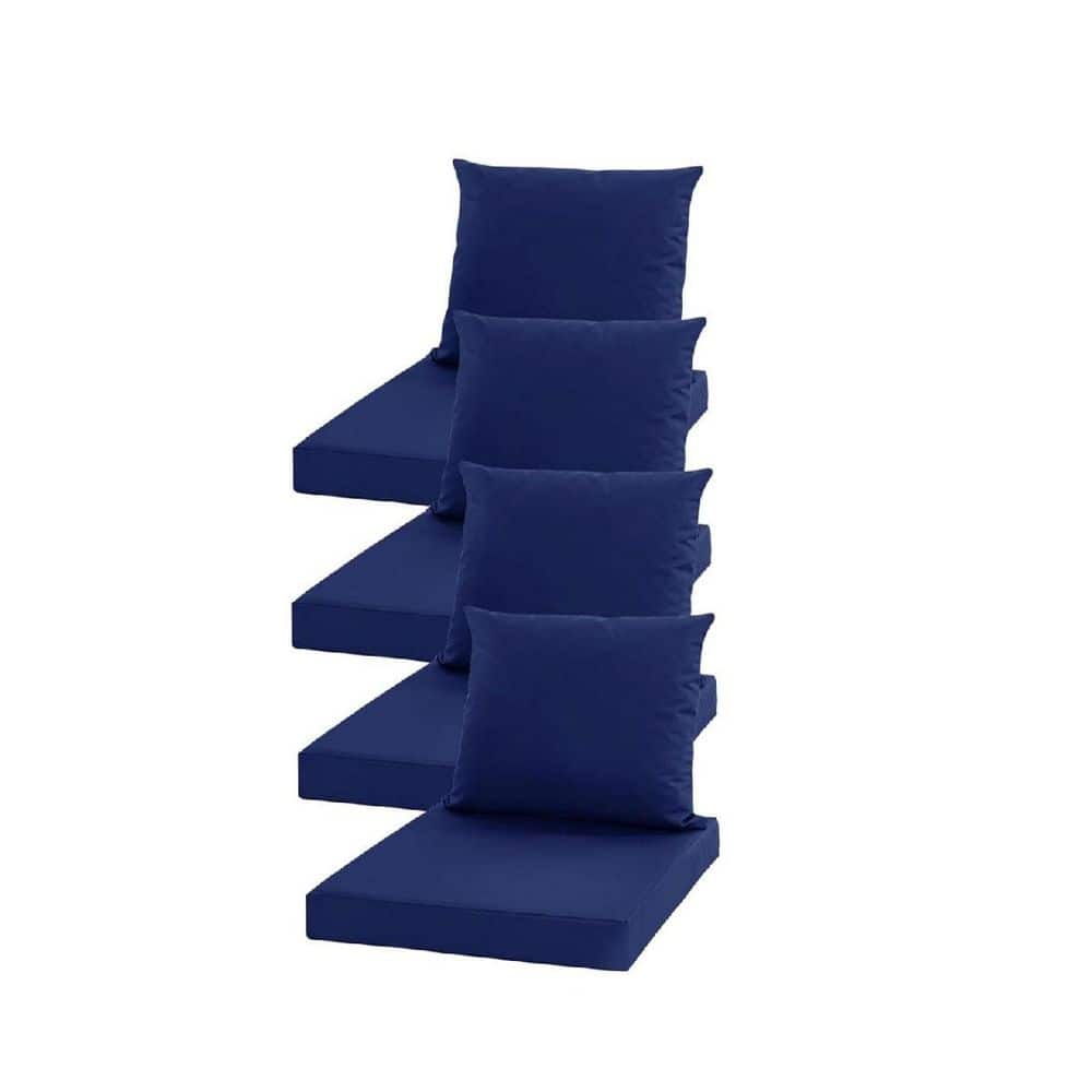 24 in. W Blue UV Resistant Seat Cushion Slip Sofa Covers (Set of 8 ...