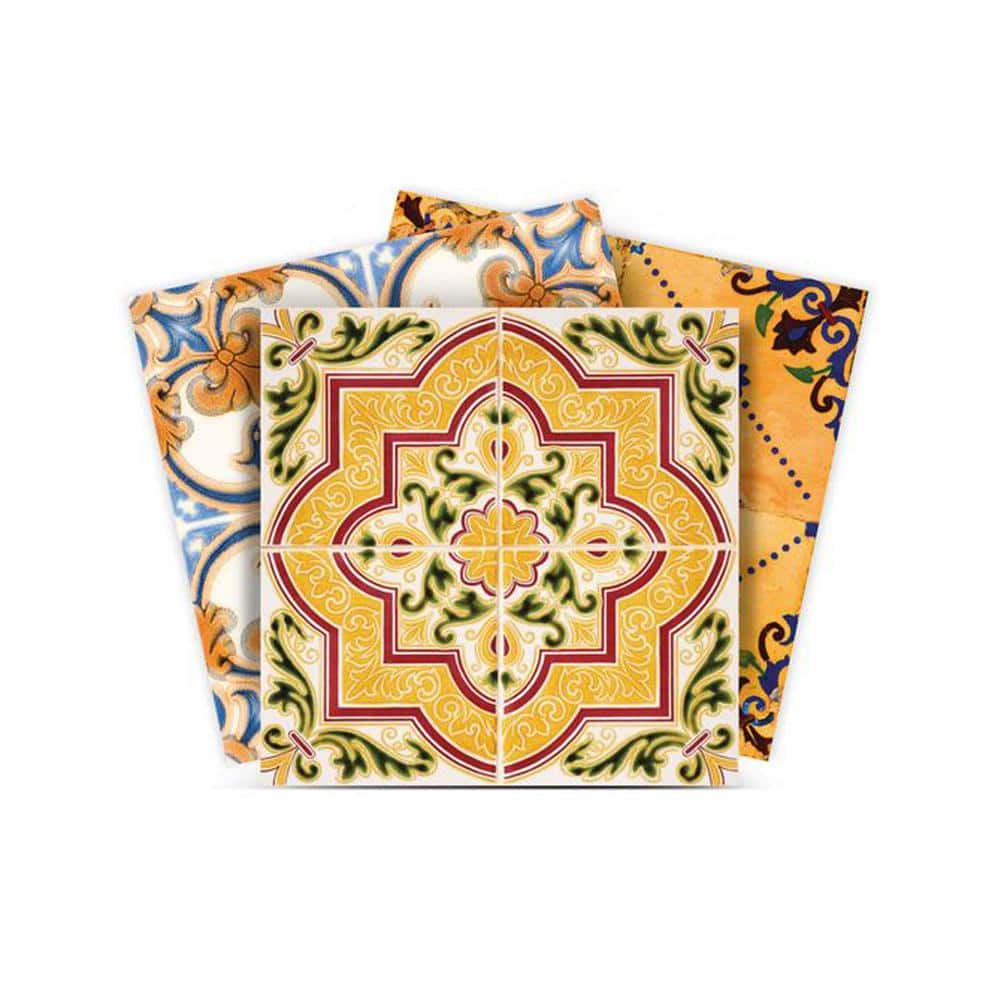 MI ALMA Yellow, Red and Green H71 4 in. x 4 in. Vinyl Peel and Stick ...