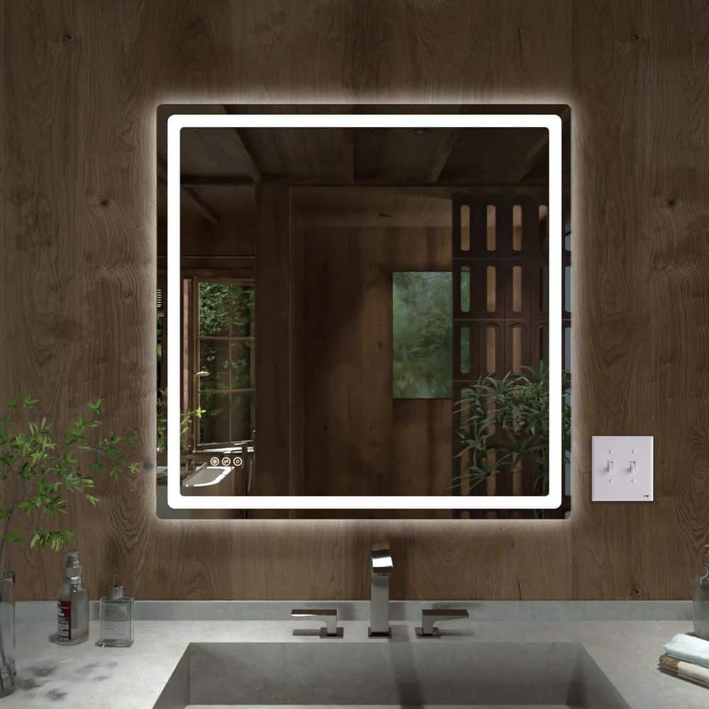TaiMei TMMU 36 in. W x 36 in. H Round Corner Rectangular Frameless Wall ...
