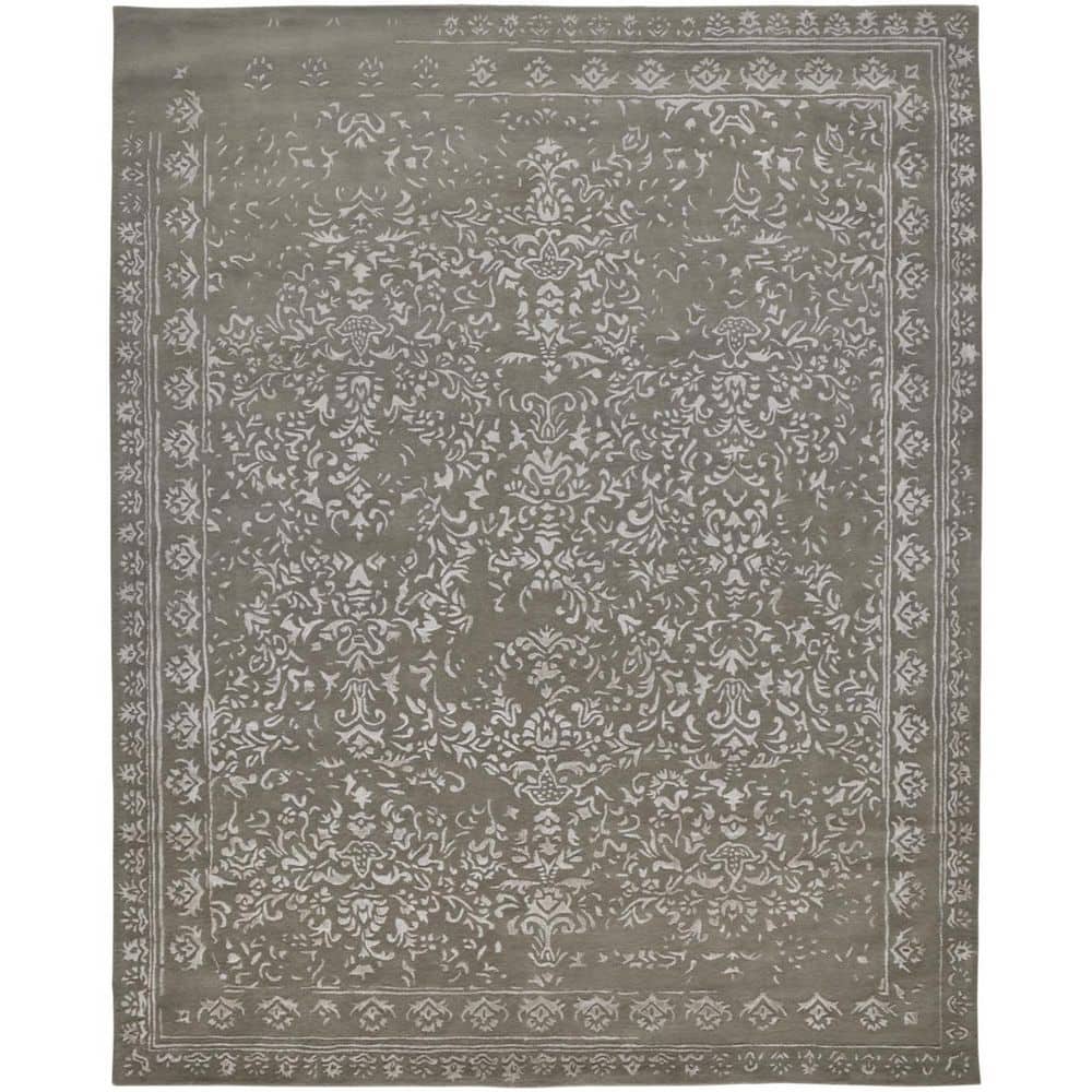 HomeRoots 5 ft. x 8 ft. Gray Floral Area Rug 2000512527 - The Home Depot