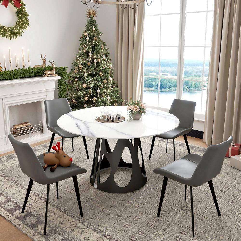 Have a question about Magic Home 53.1 in. White Round Sintered Stone ...