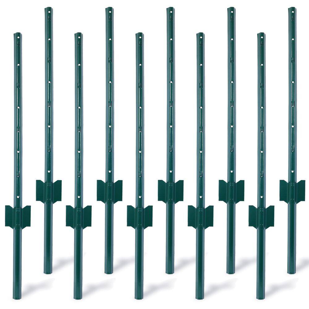 Huluwat 1 in. W x 36 in. H Green Steel Garden Fence Post with U-Channel ...