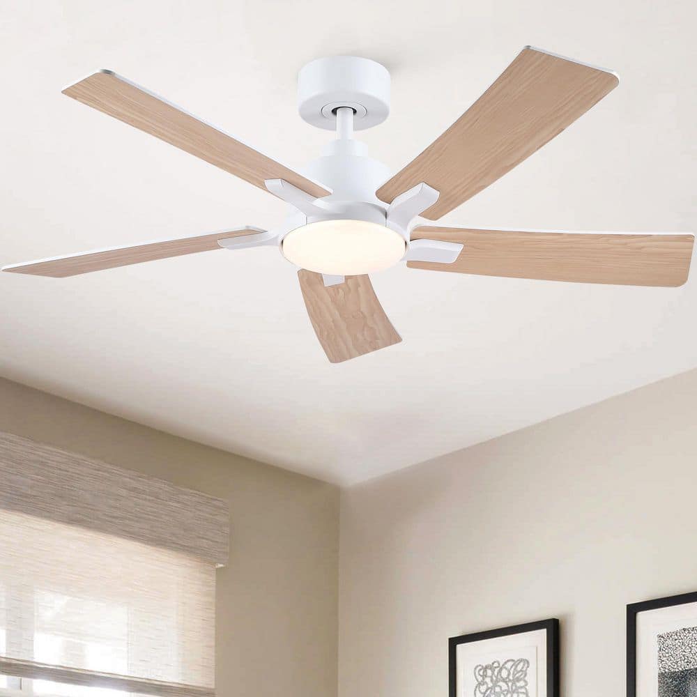 Spinova 46 in. Indoor Matte White Downrod Standard Ceiling Fan with ...