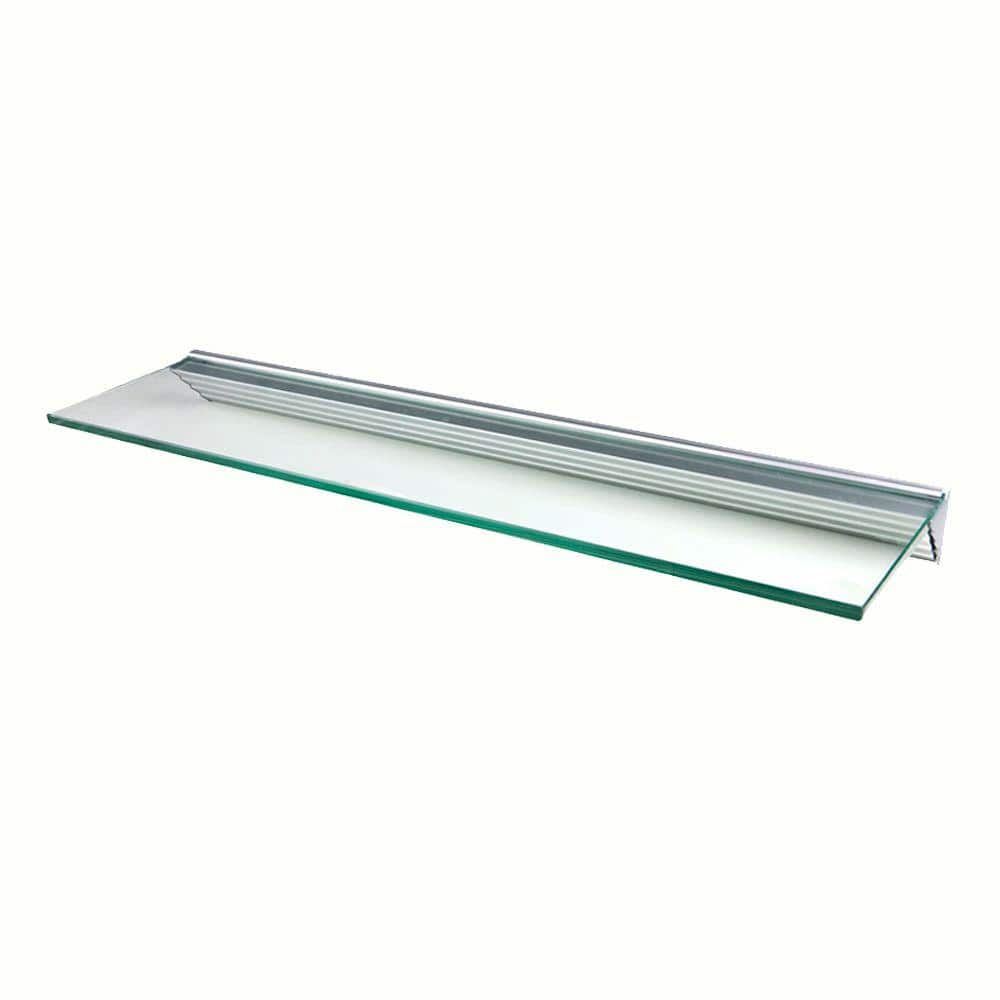Wallscapes Glacier Clear Glass Shelf with Silver Bracket Shelf Kit ...