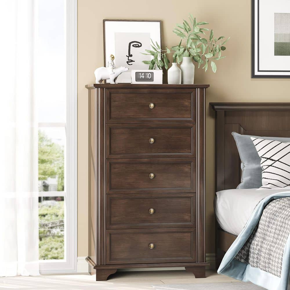 Karl home Brown 5-Drawer 28. 74 in. Wide Chest of Drawers K1G52006360 ...