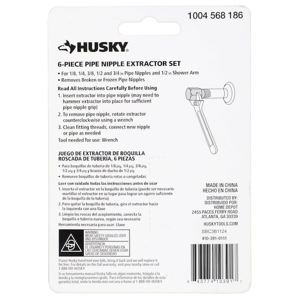 Husky Pipe Nipple Extractor Set (6-Piece) 410-391-0111 - The Home Depot