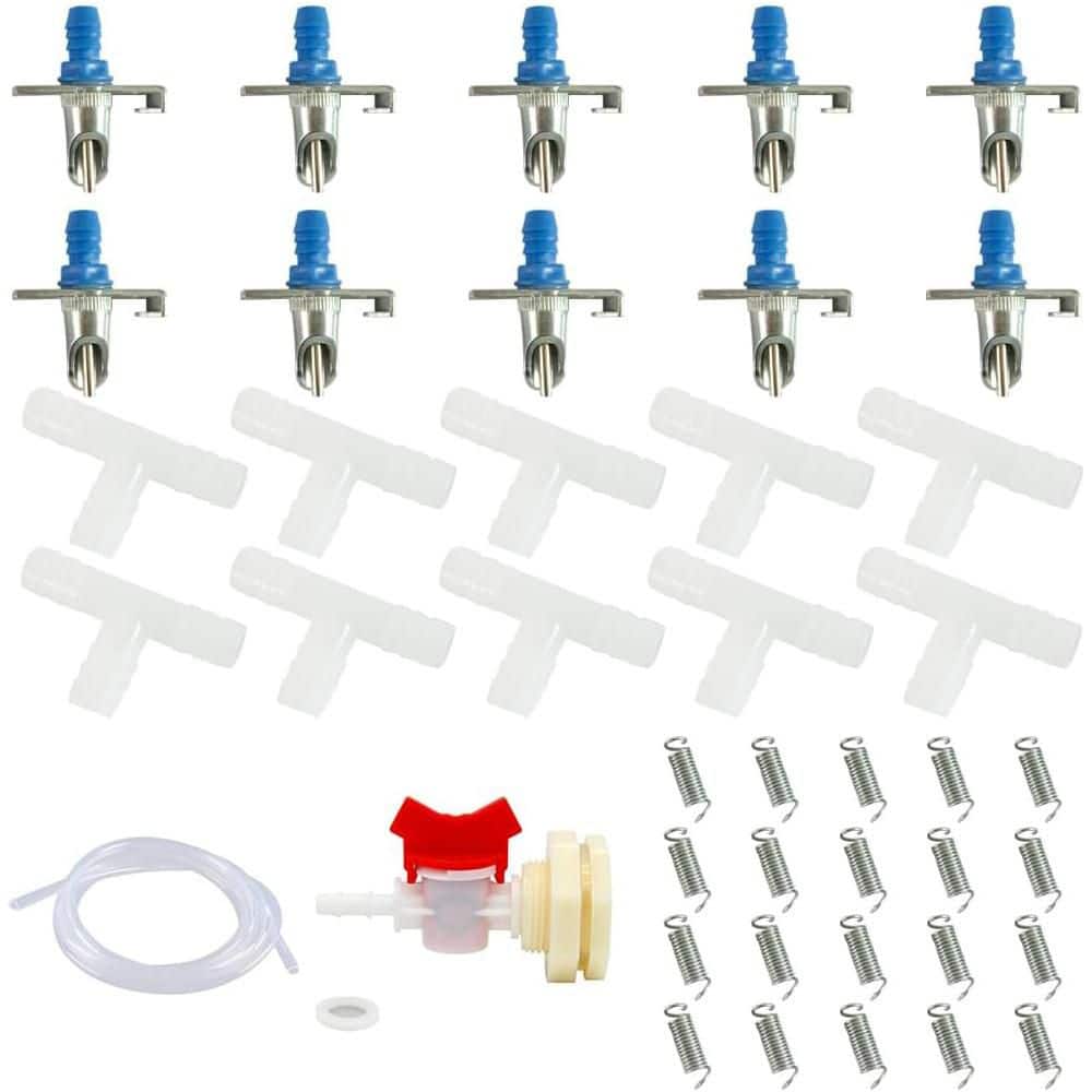 N/A Automatic Rabbit Watering System Kit w/ 10 Nipple Drinkers, Poultry ...