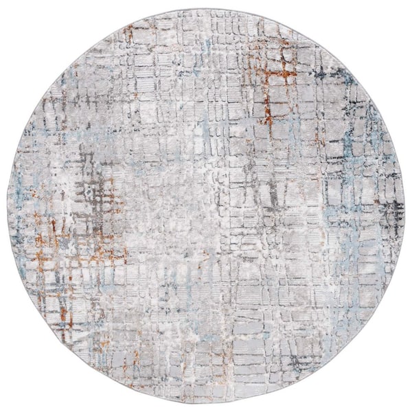 SAFAVIEH Meadow 7 ft. x 7 ft. Gray/Blue Distressed Abstract Round Area ...